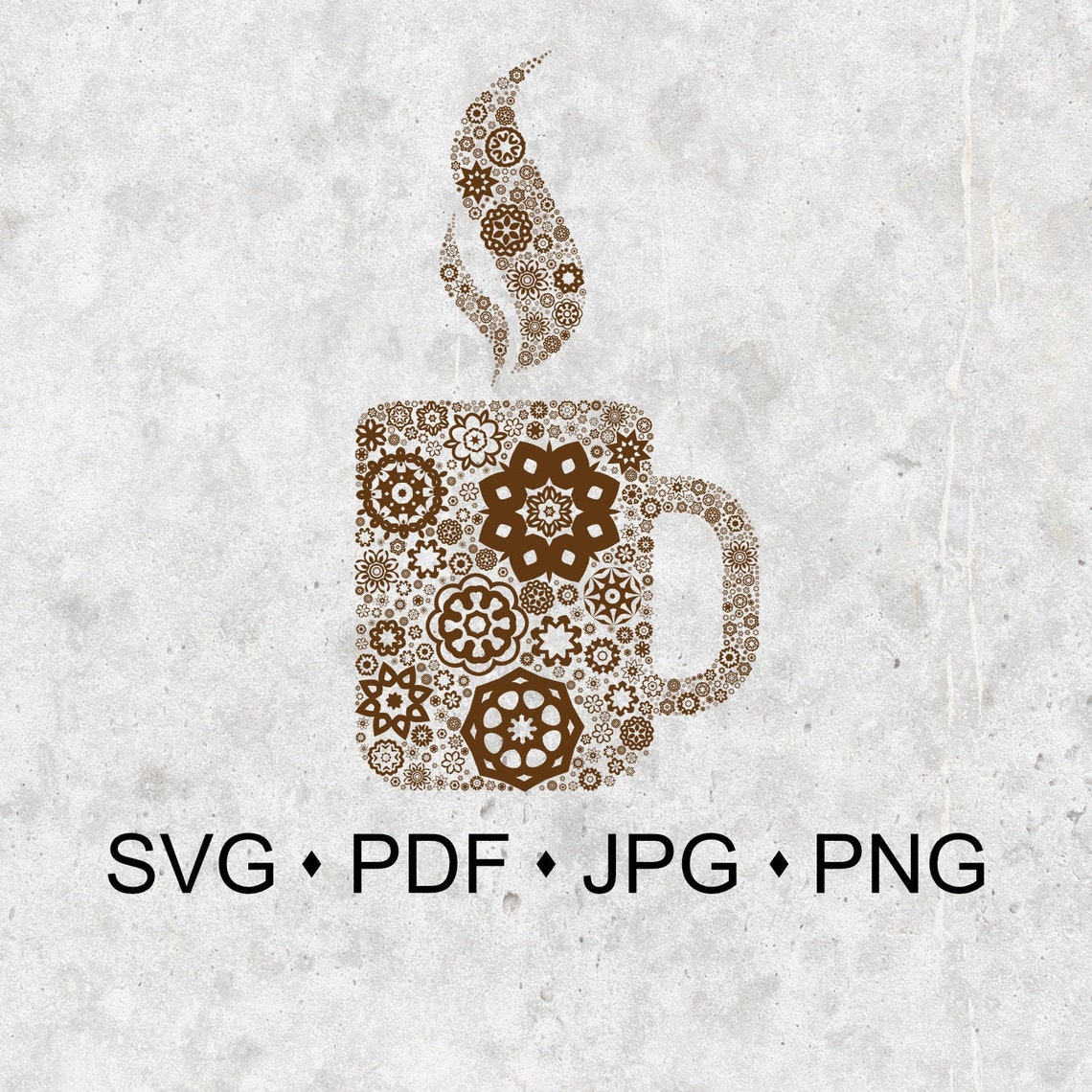 Mandala in coffee svg jpg png pdf Digital Download | Etsy