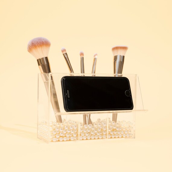 Hula Acrylic Makeup Brush Holder With Phone Stand - Etsy