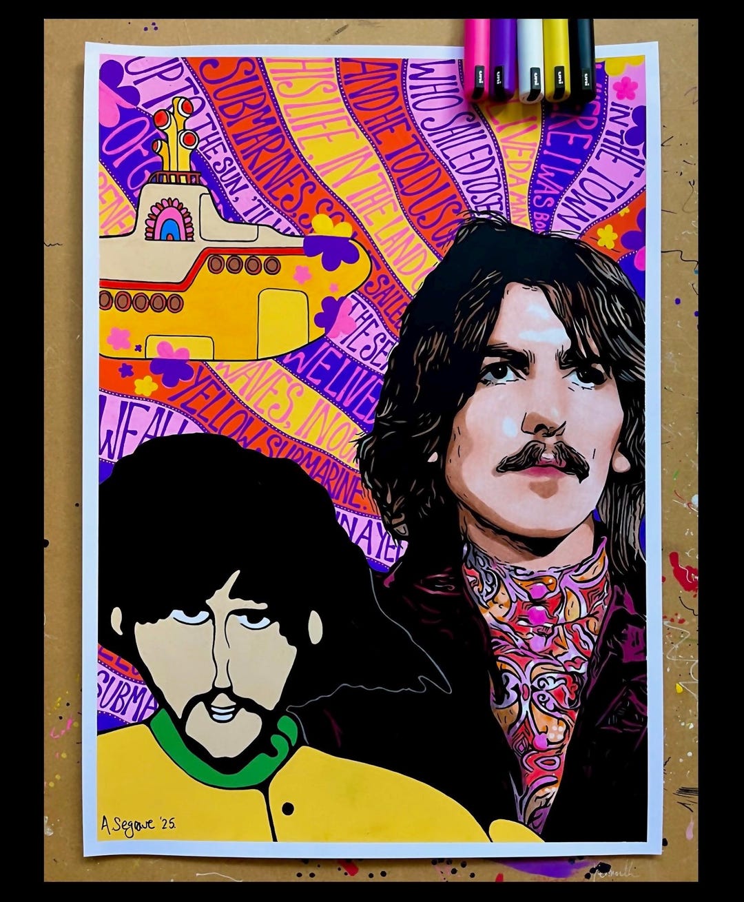 ORIGINAL ARTWORK George Harrison Yellow Submarine A3 Unframed - Etsy