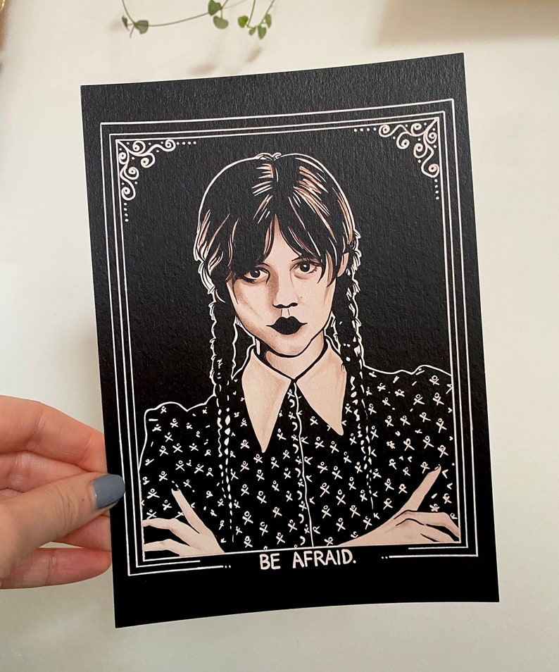 A5 Wednesday Addams be Afraid Giclée Print - Etsy