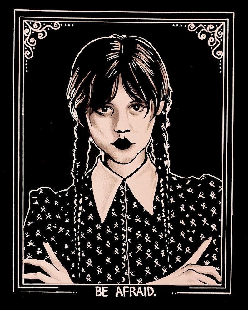 A5 Wednesday Addams be Afraid Giclée Print - Etsy