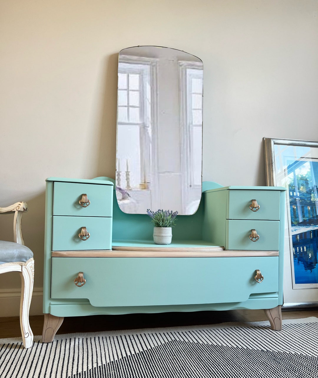 Rare Harris Lebus Vintage Art Deco Dressing Table Dresser Chest of ...