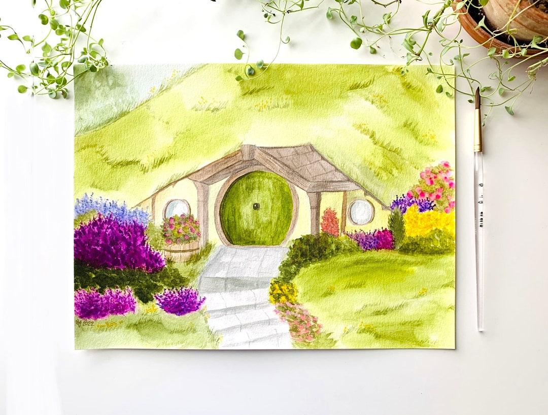 Original Hobbit Hole Watercolor Bag End Painting - Etsy