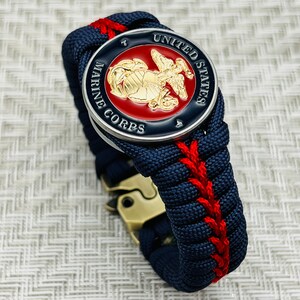 USMC Paracord Bracelet: Gold Eagle Globe, Military Veteran Gift - Etsy