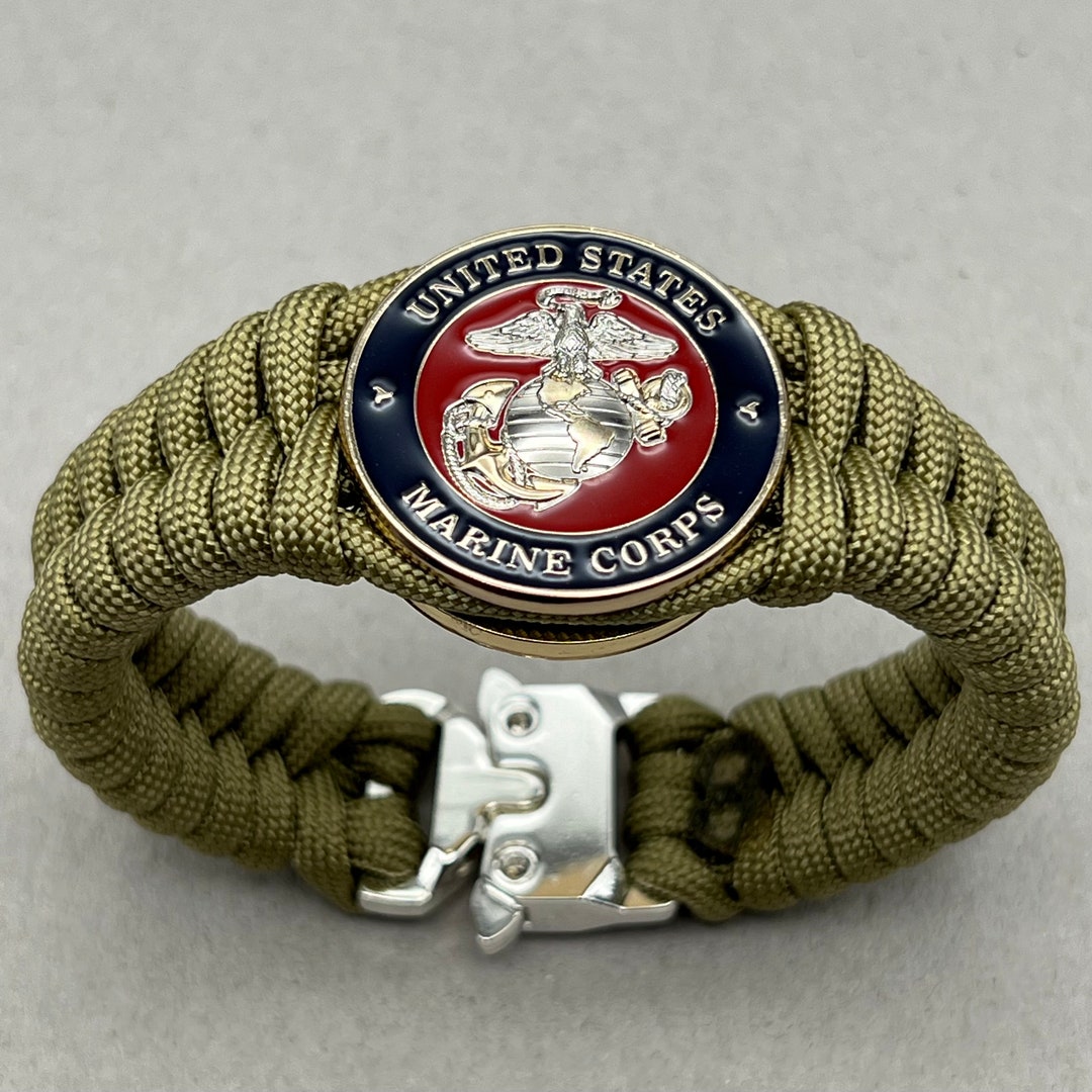 Marine Corps Paracord Bracelet, USMC Retirement Jewelry Gift, Veteran ...