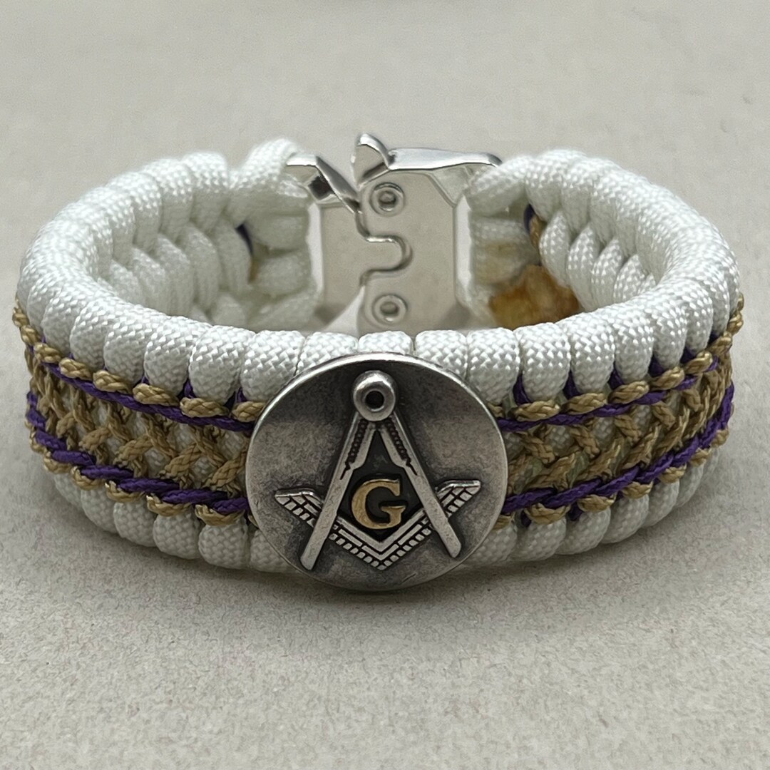 Handcrafted Freemason Paracord Bracelet: Sterling Silver Square and ...