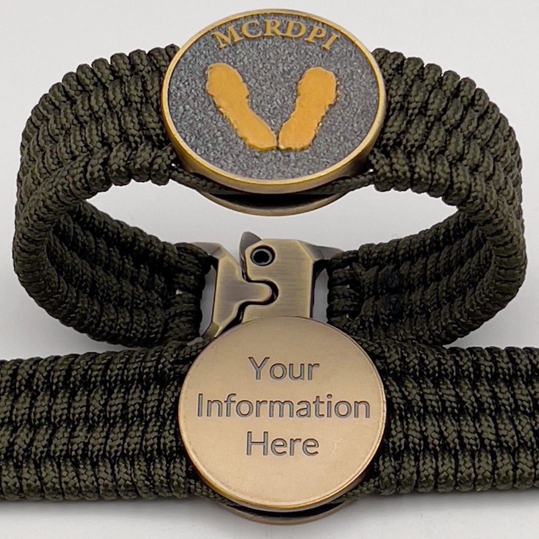 Marine Corps Yellow Footprints Bracelet, Personalized Custom Engraving ...