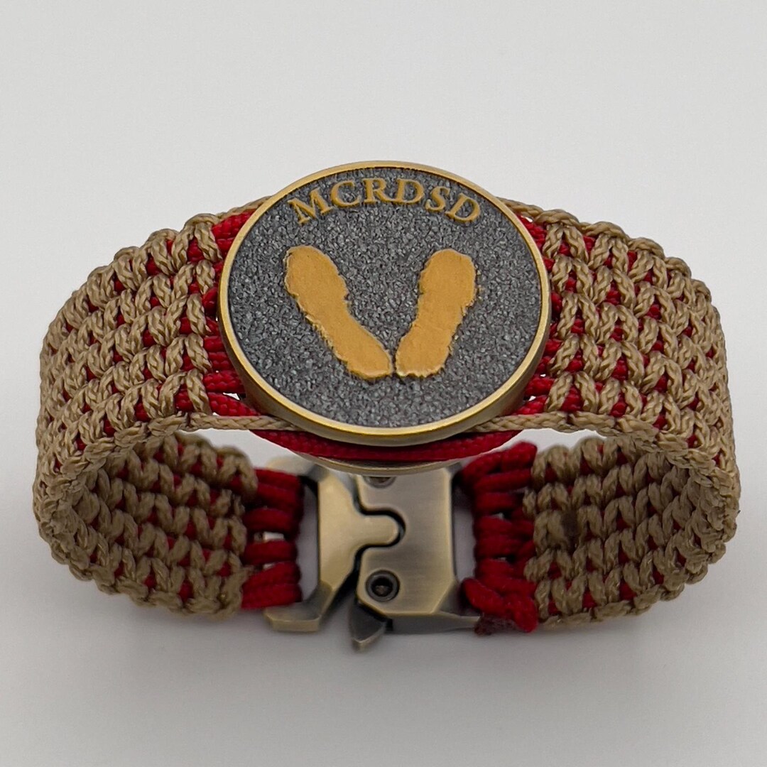 USMC Yellow Footprints Custom Engraved Bracelet, Marine Corps Boot Camp ...