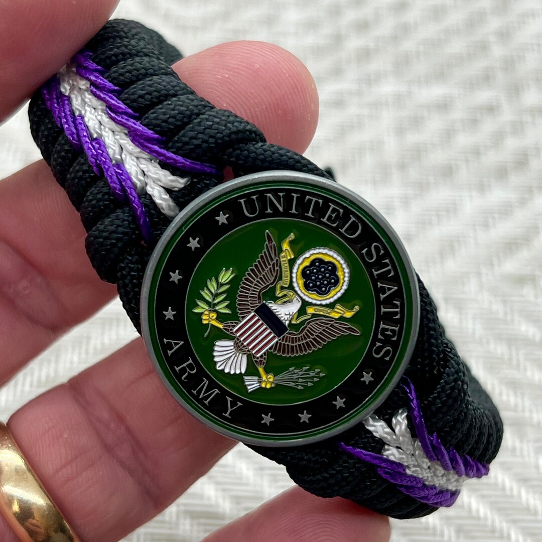 US Army Purple Heart Paracord Bracelet Gift for Veteran Soldiers, Army ...