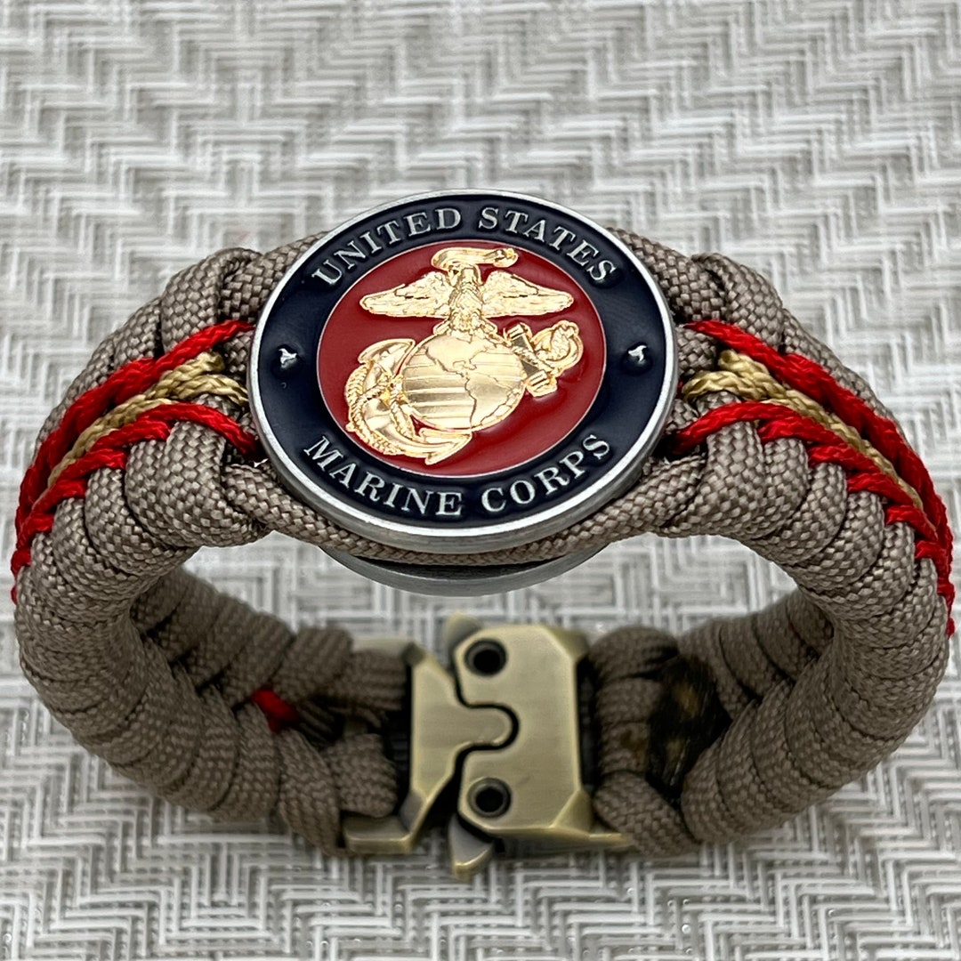 Marine Corps Paracord Bracelet, USMC Gift, Military Gift for Veteran ...
