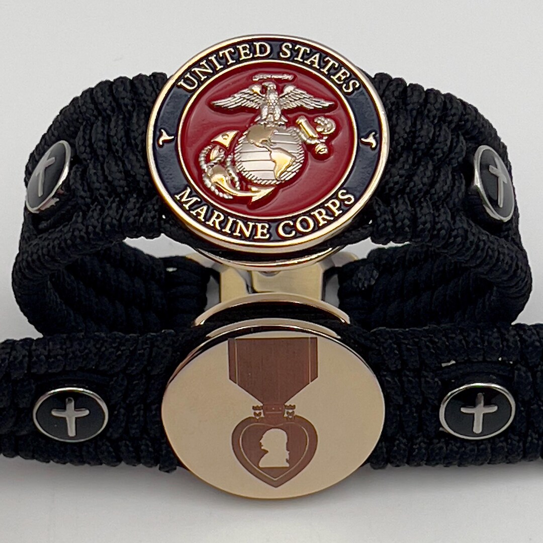 USMC Paracord Bracelet: Christian Crosses, Purple Heart - Handmade - Etsy