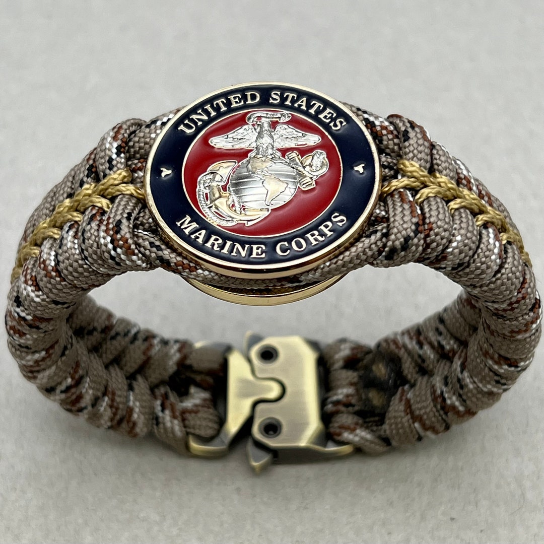 US Marine Corps Paracord Bracelet, USMC Retirement Jewelry Gift ...