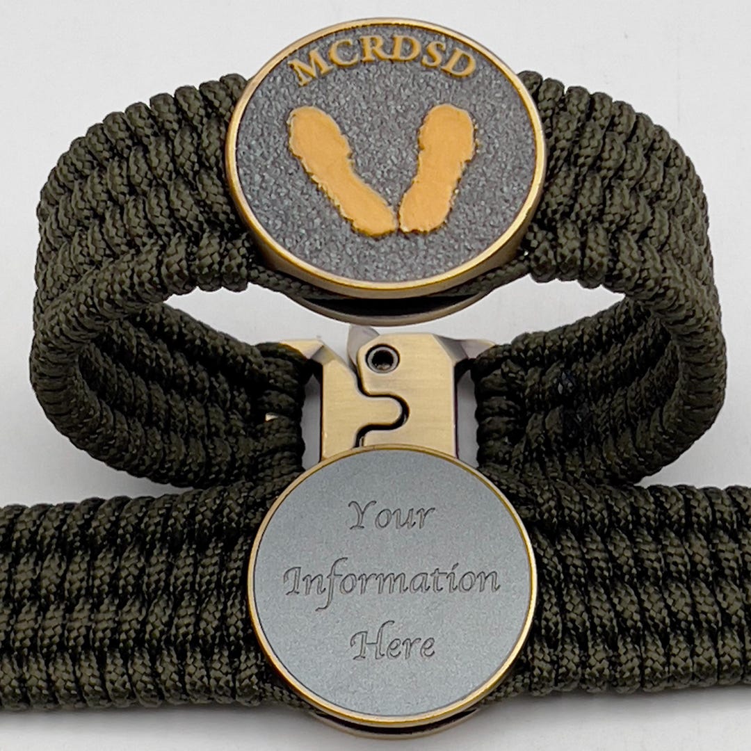 Marine Corps Yellow Footprints Bracelet, Personalized Custom Engraving ...