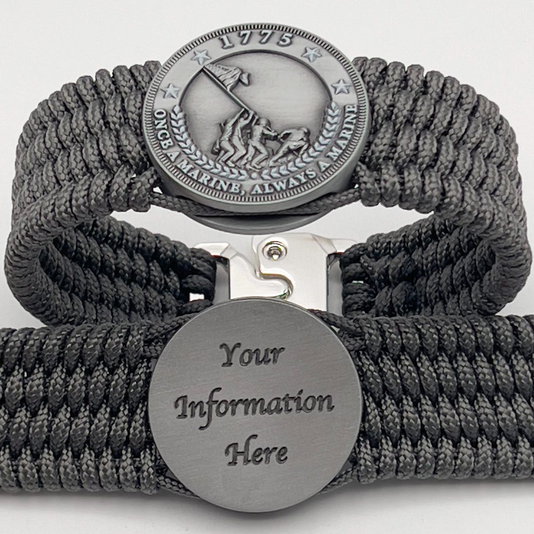 US Marine Corps Iwo Jima Bracelet With Customized Engraving, USMC Boot ...