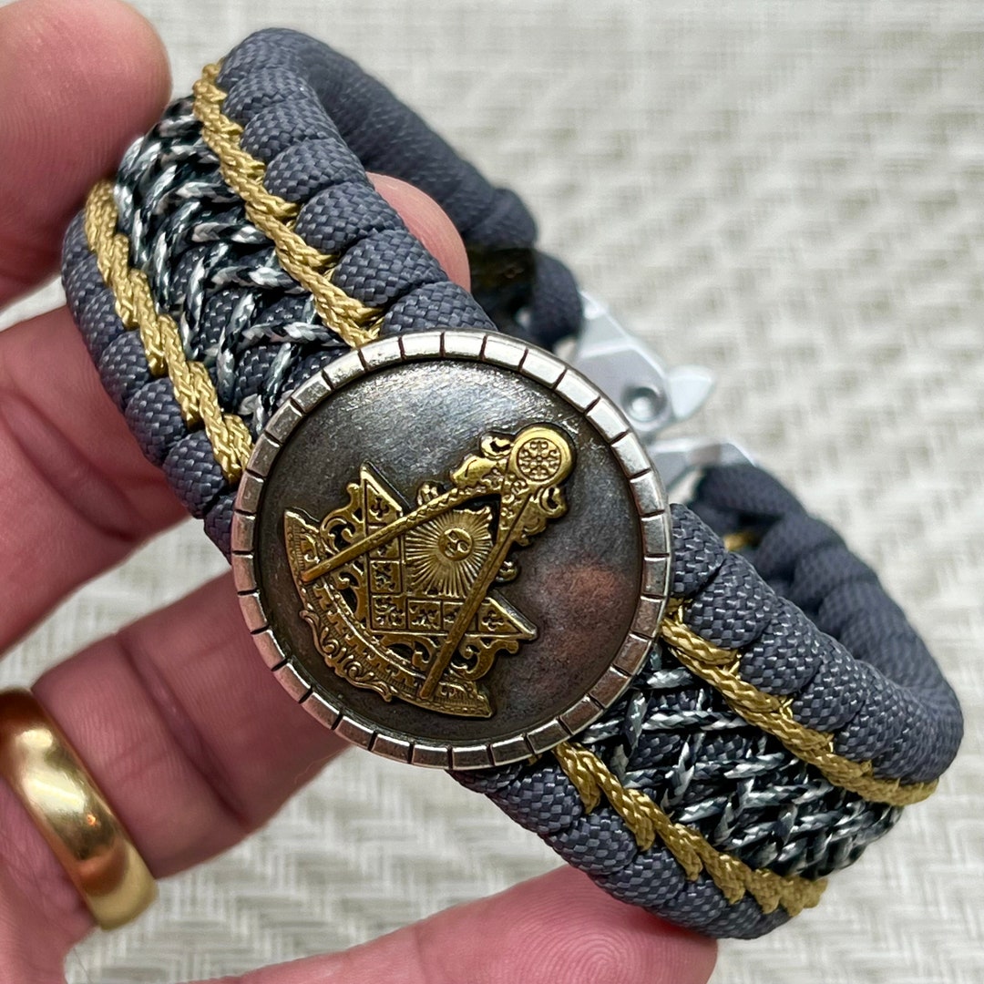 Freemason Bracelet, Masonic Past Master Paracord Bracelet, Fraternal Gifts, Masonic Concho, Mens ...
