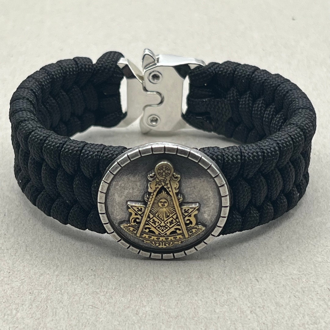 Freemason Bracelet, Masonic Past Master Paracord Bracelet, Fraternal Gifts, Masonic Concho, Mens ...
