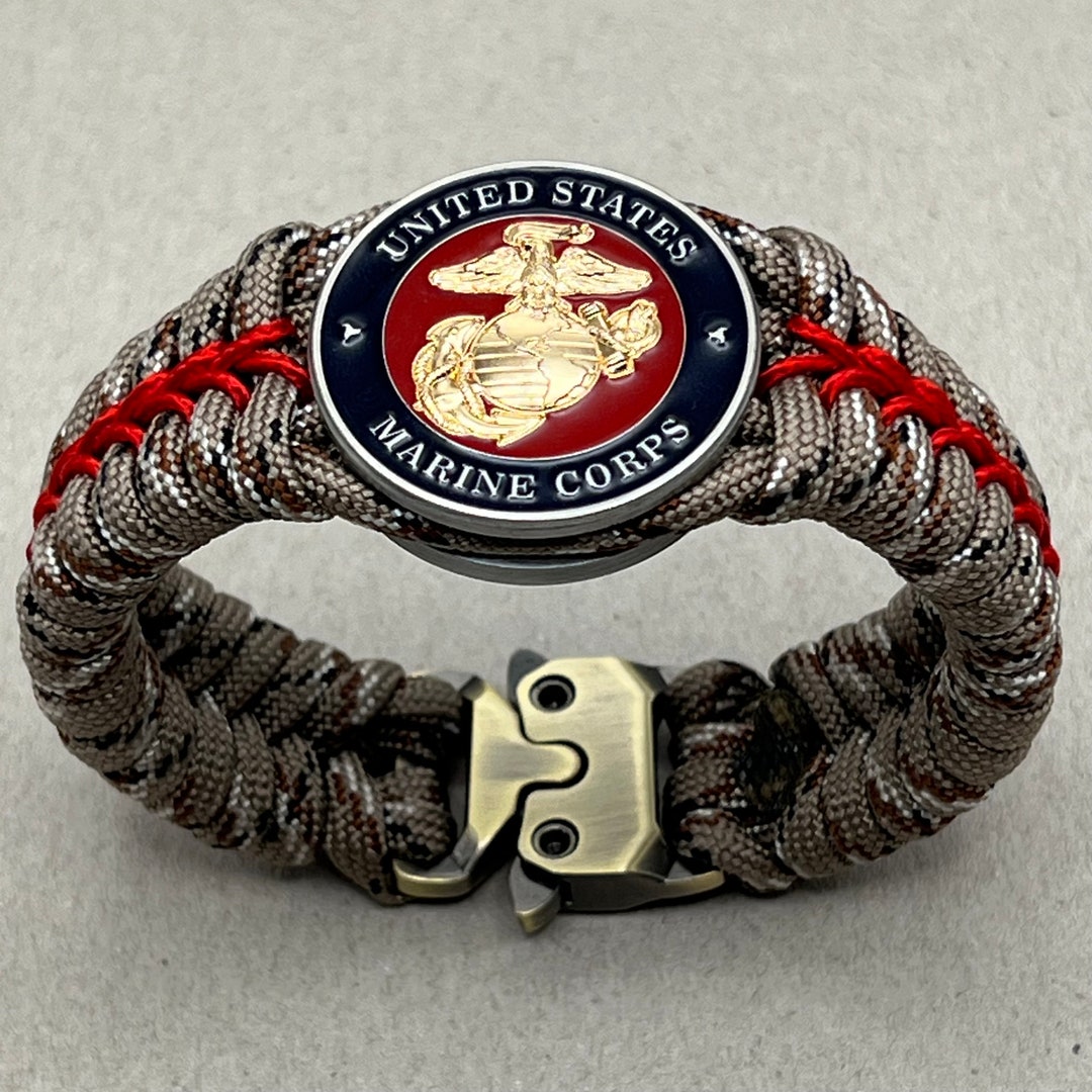 Marine Corps Paracord Bracelet, USMC Gift, Military Gift for Veteran ...