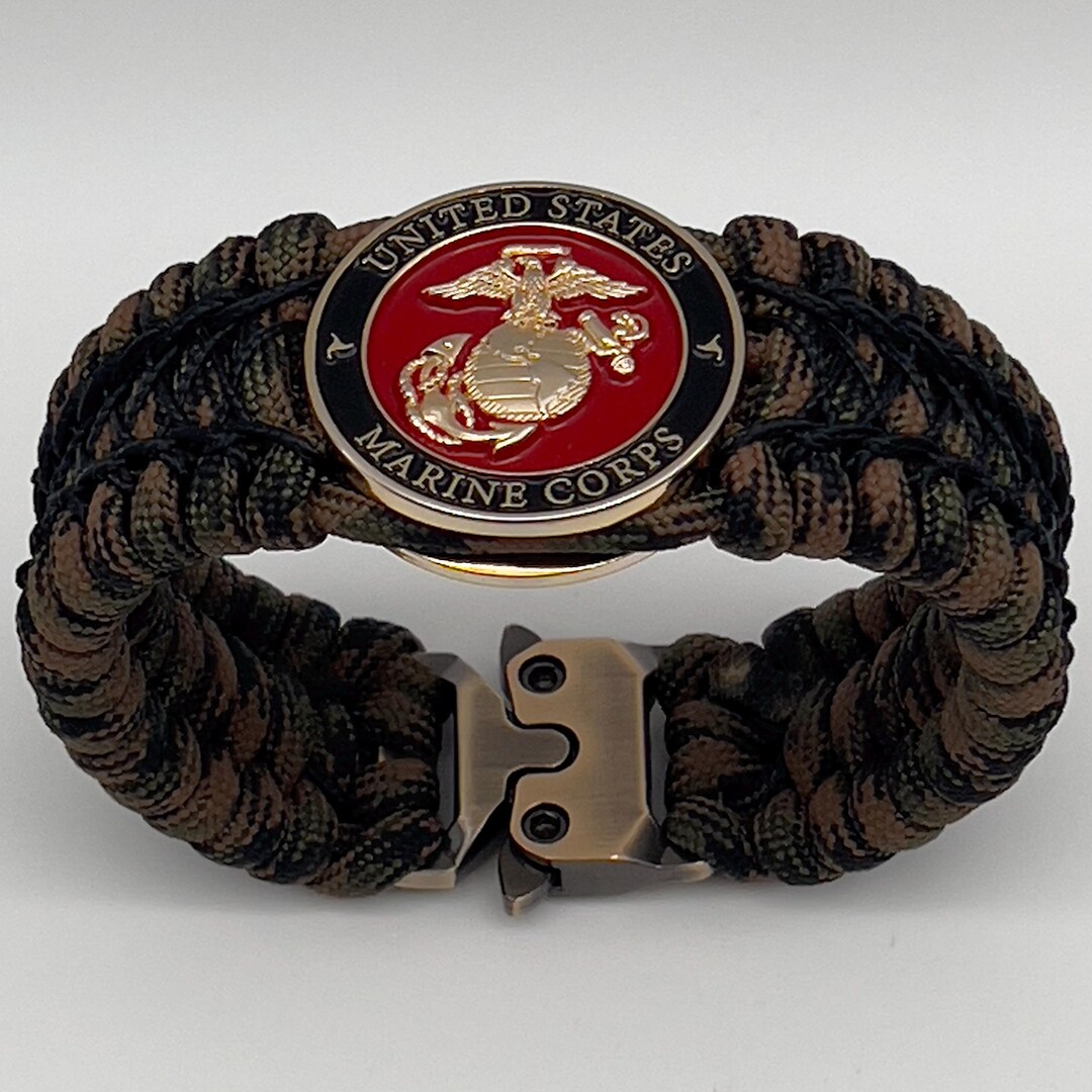 Handmade USMC Bracelet: 24K Gold EGA, Boot Camp Gift, Military ...