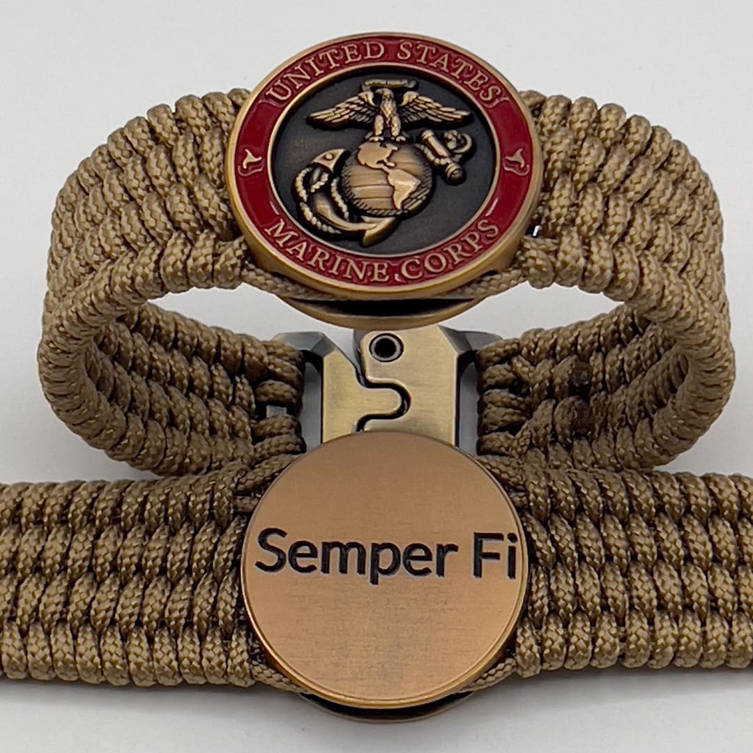 USMC Semper Fi Paracord Bracelet: Engraved Military Jewelry, Veteran ...
