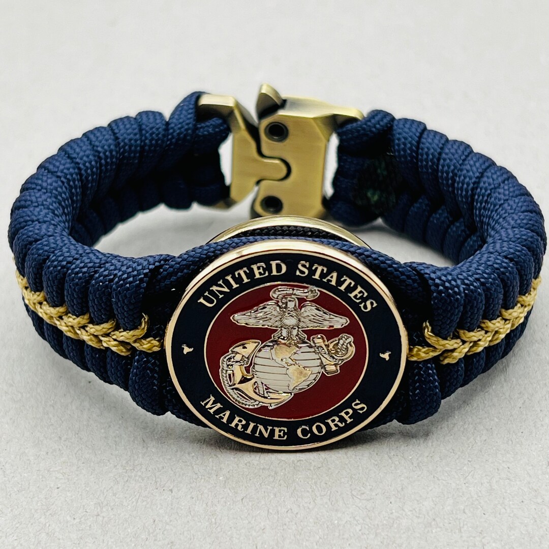 Marine Corps Paracord Bracelet, USMC Retirement Jewelry Gift, Veteran ...