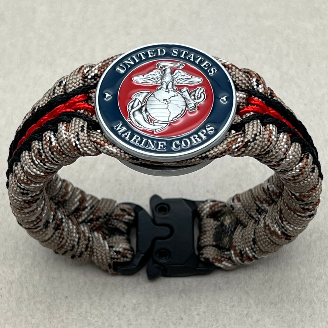 USMC Paracord Bracelet, Marine Corps Combat Veteran Gift, Eagle Globe ...