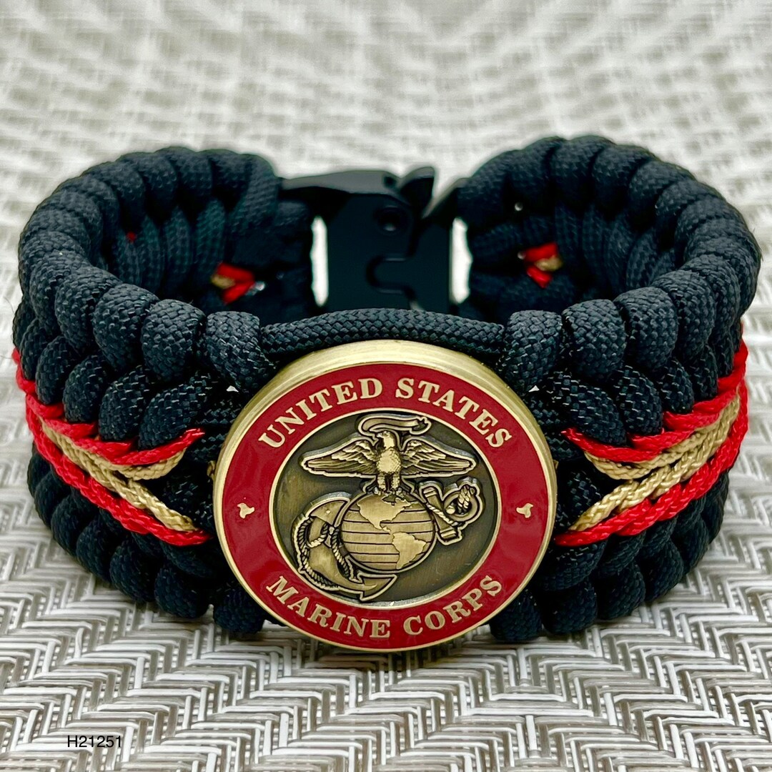 US Marine Corps Paracord Bracelet, Marine Corps Gift, USMC Eagle Globe ...