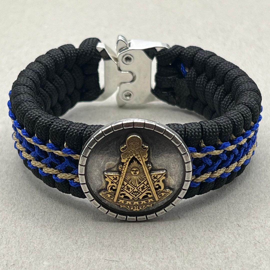 Handcrafted Freemason Past Master Paracord Bracelet: Sterling & Gold ...