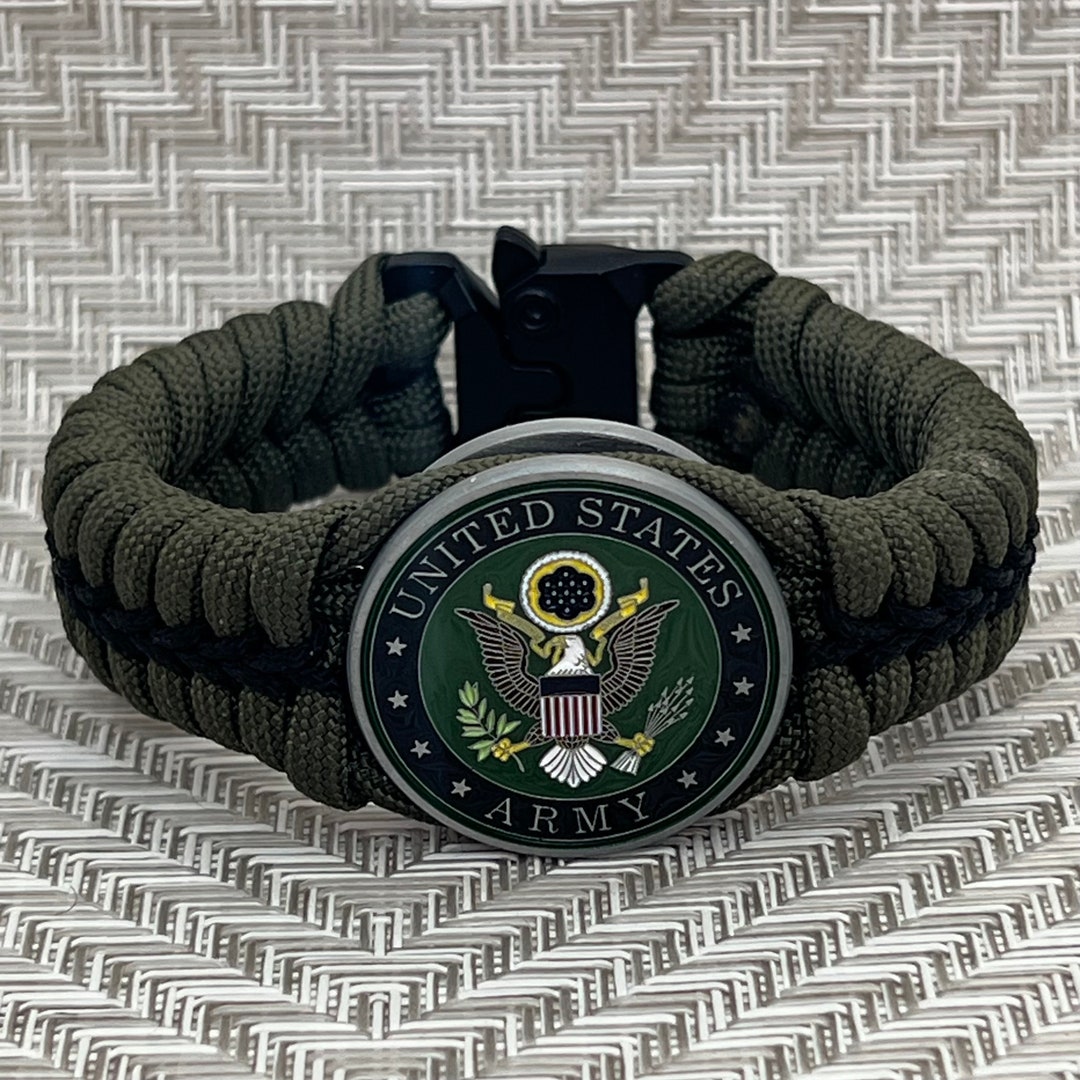 US Army Paracord Bracelet: Military Veteran Gift, Handmade Medallion - Etsy