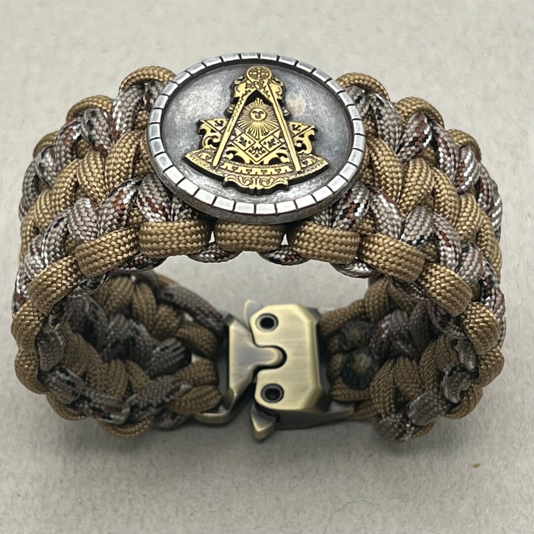 Freemason Bracelet, Masonic Past Master Paracord Bracelet, Fraternal Gifts, Masonic Concho, Mens ...