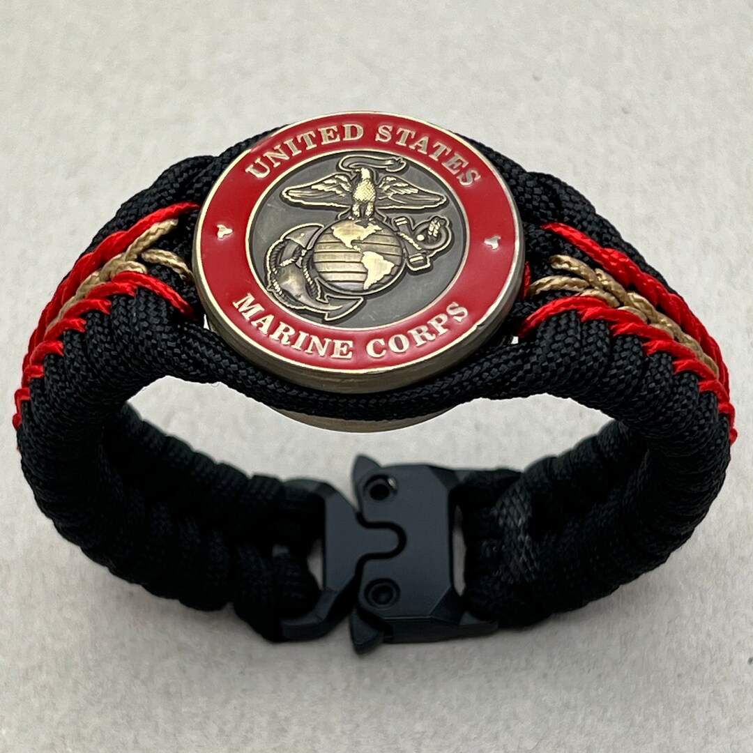 US Marine Corps Paracord Bracelet, Marine Corps Gift, USMC Eagle Globe ...