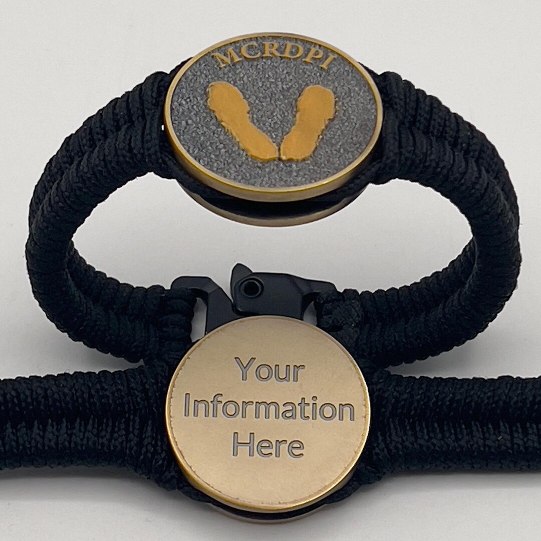 Custom Engraved US Marine Corps Yellow Footprints Bracelet, Boot Camp ...