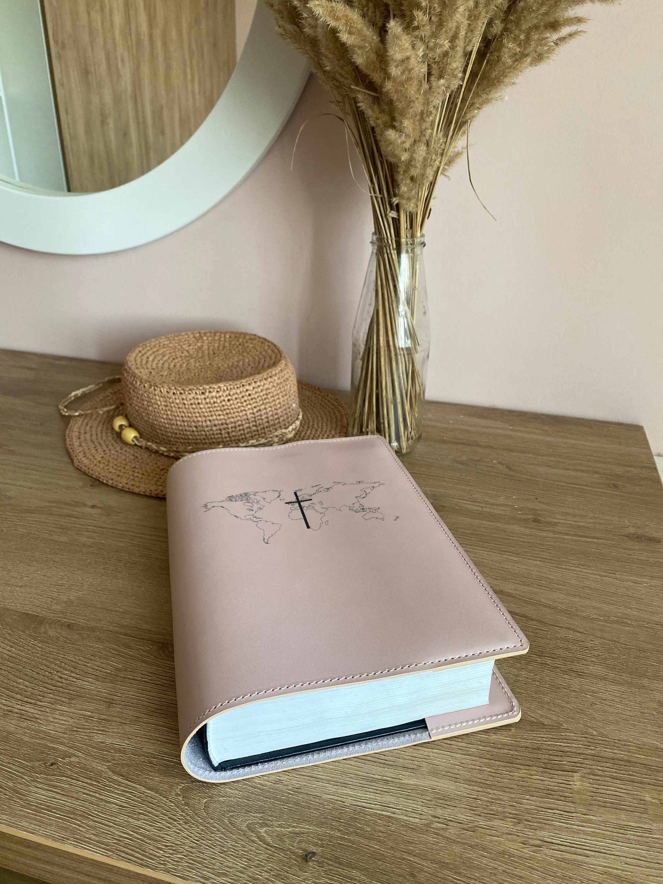 Pink Personalized Leather Bible Cover, Christmas Gift, Bible ...