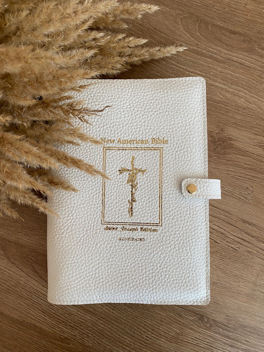 Personalized White Leather Bible Cover, Custom Engraved Book Case ...