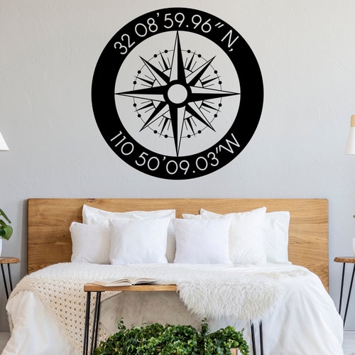 Personalized Compass Metal Sign Custom Coordinates Sign - Etsy