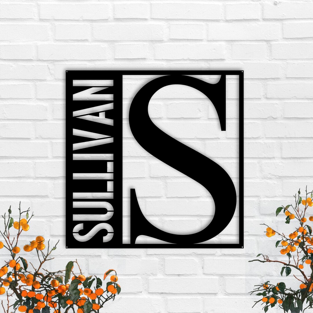 Custom Metal Last Name Sign: Monogram Wall Decor - Etsy