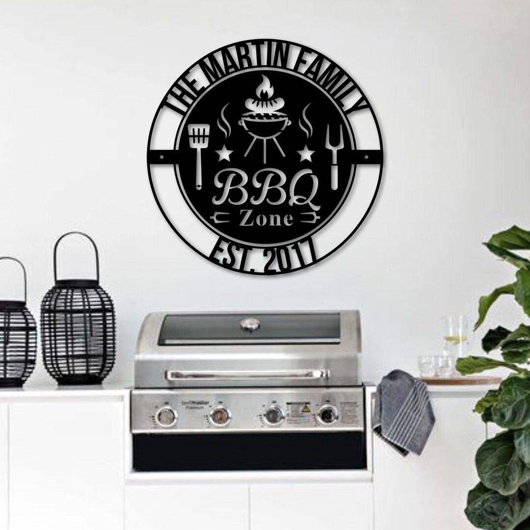 Personalized BBQ Grill Sign Metal Wall Art-smoker and Grilling Gift ...