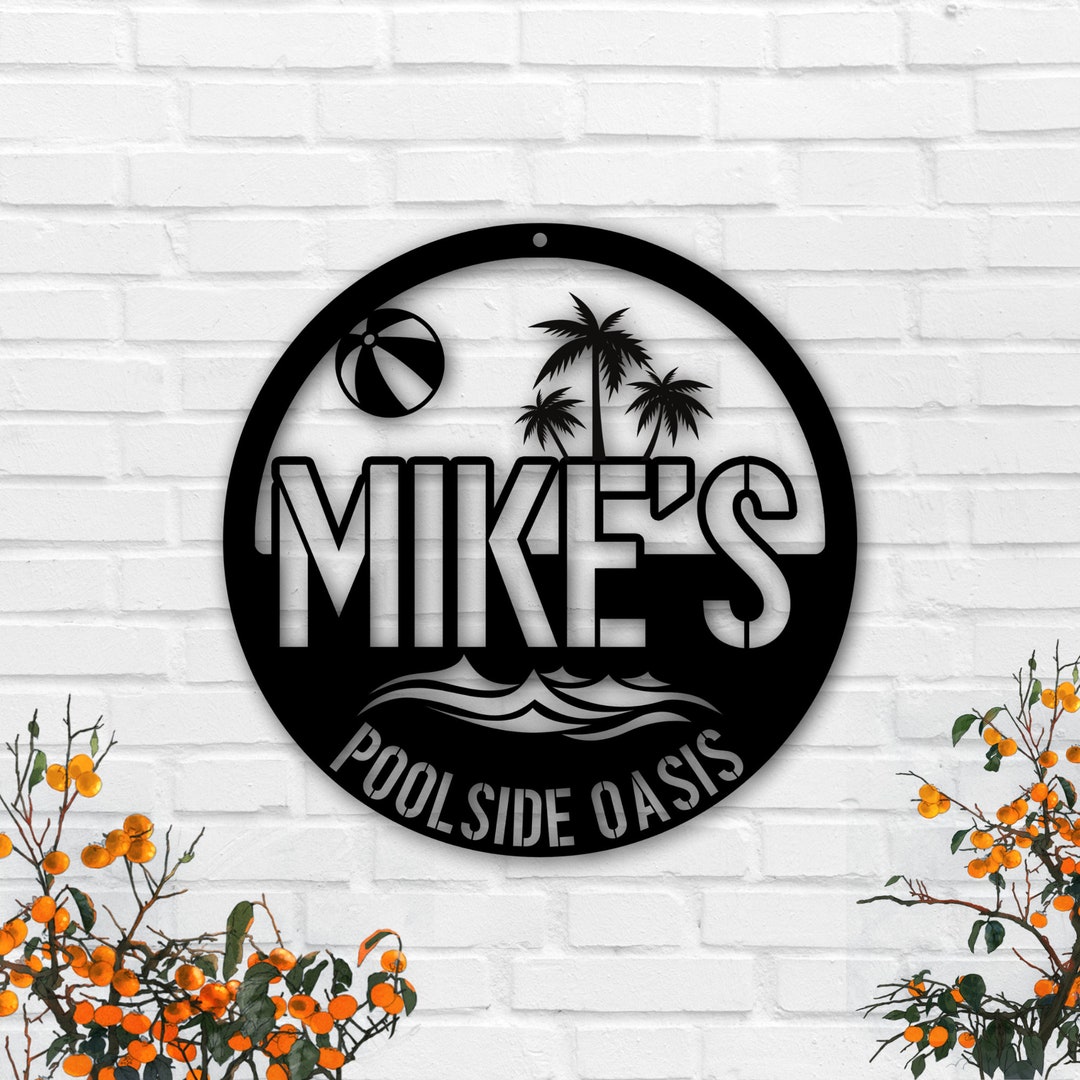 Custom Name Poolside Bar and Grill Metal Sign-pool and Bar-tiki Bar-bar ...