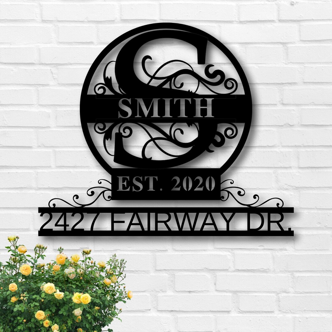 Personalized Family Name Monogram Sign-metal Monogram Sign-monogram ...