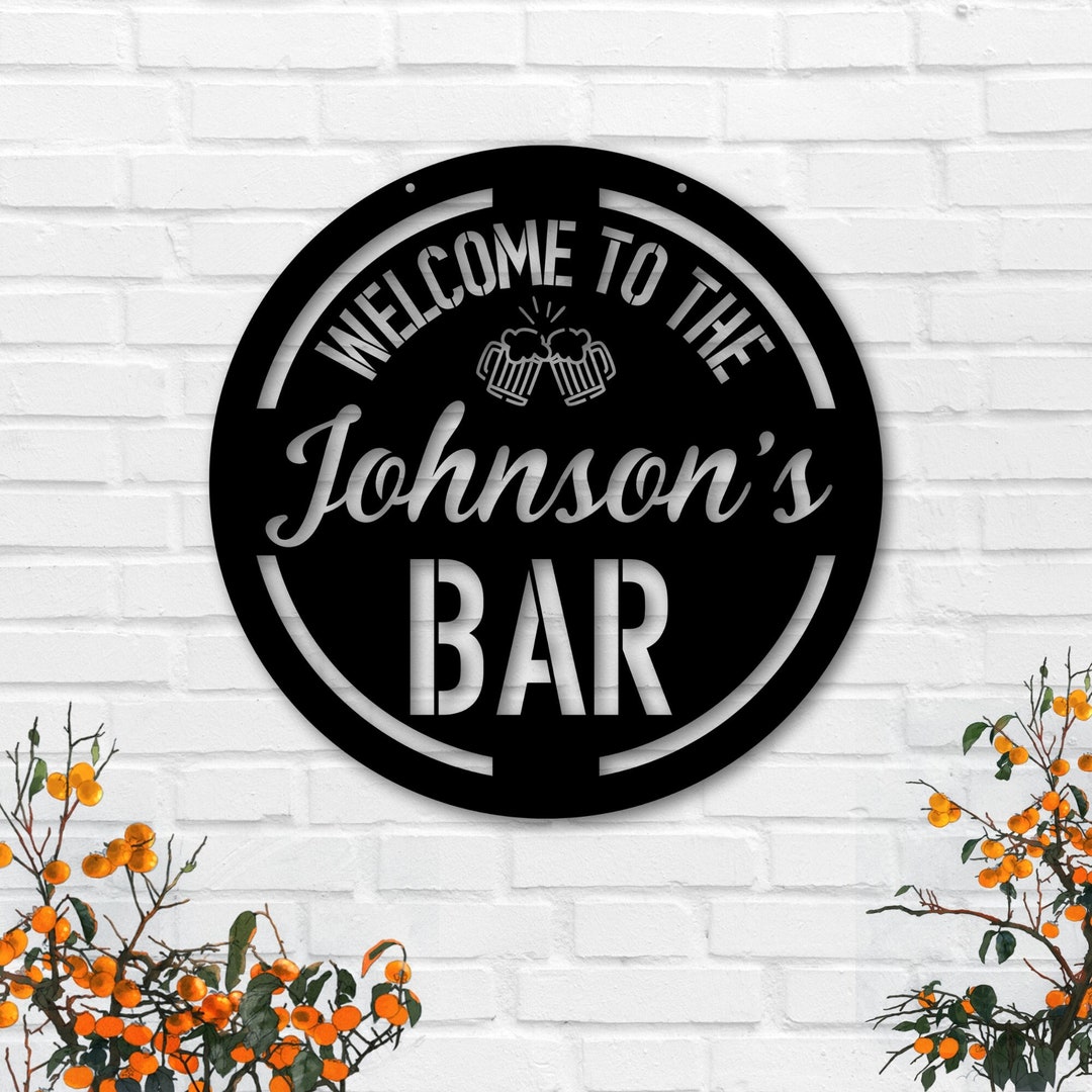 Basement Bar-bar Sign-wedding Signs-custom Metal Signs-rustic Metal ...