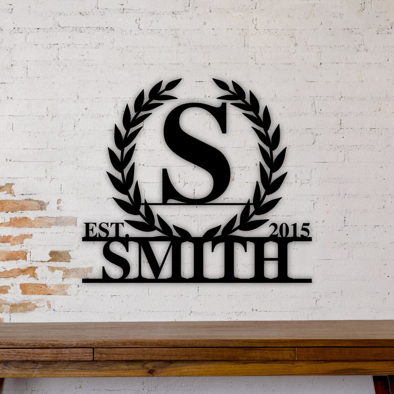 Leafy Border Last Name Monogram-custom Family Name | Etsy