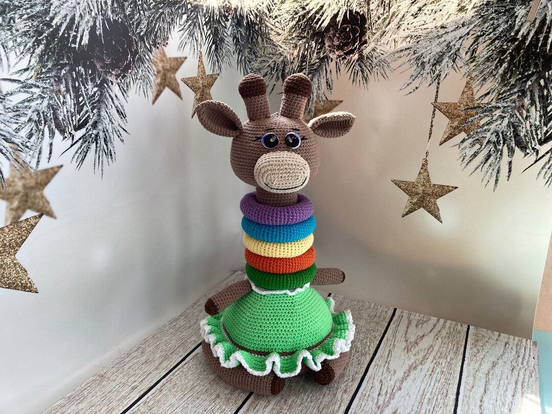 Educational Toy Pyramid Giraffe Foldable Kids Toy Knitted Smart Toy - Etsy