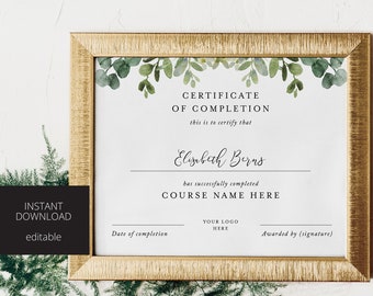 Certificate of Completion, Floral Certificate, Classes Template, Course ...