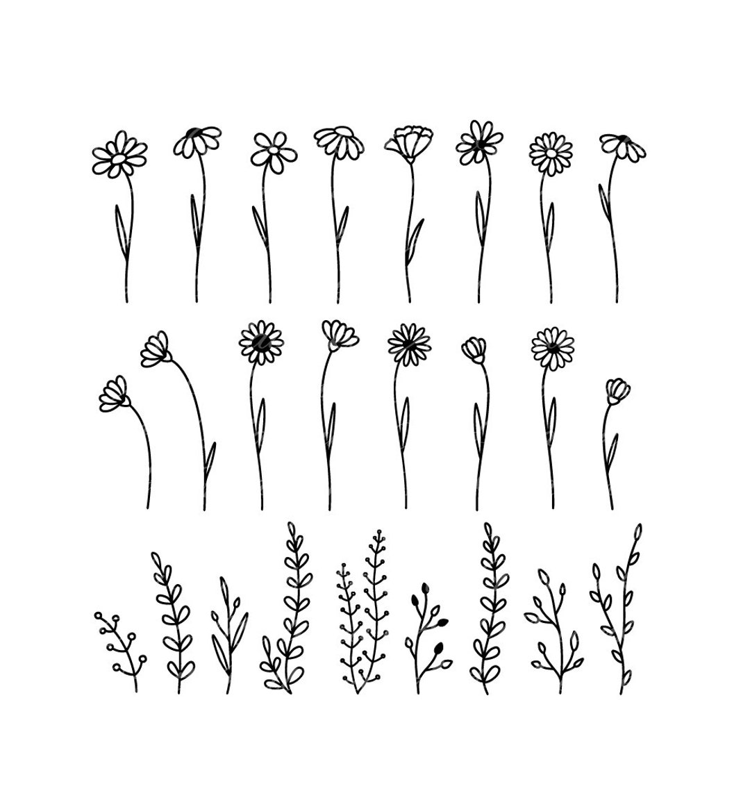 Flower, Flower SVG, Flowers Bundle, Svg, Wildflowers, Daisy Bud SVG ...