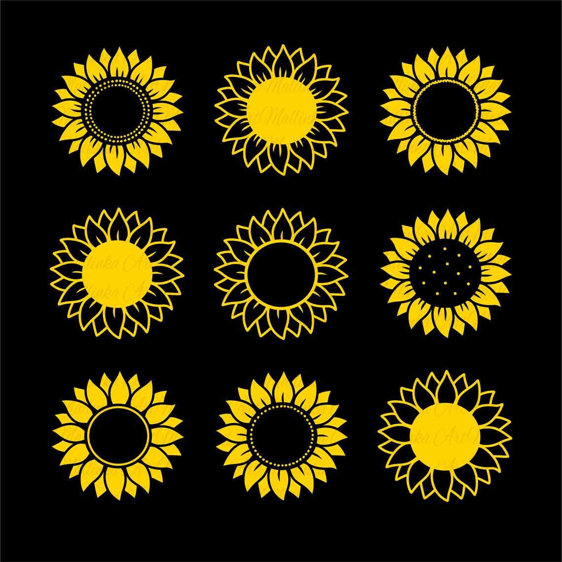 Sunflower. Sunflower Svg. Hand Drawn Flowers Collection. Sunflowers ...