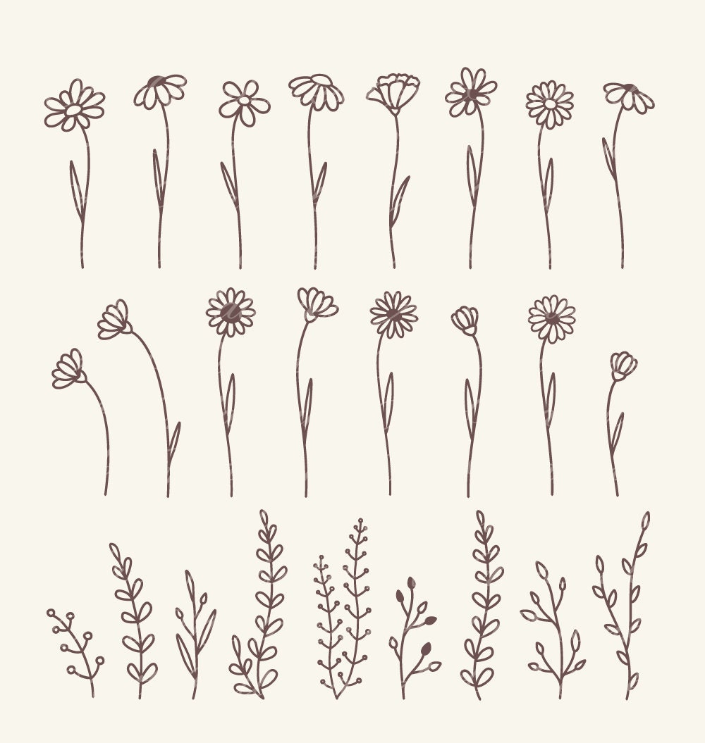 Flower, Flower SVG, Flowers Bundle, Svg, Wildflowers, Daisy Bud SVG ...
