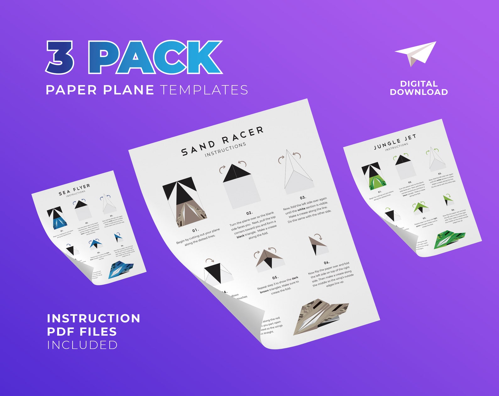 Paper Plane Template | 3 Pack | Instant Download | Printable | Home and ...