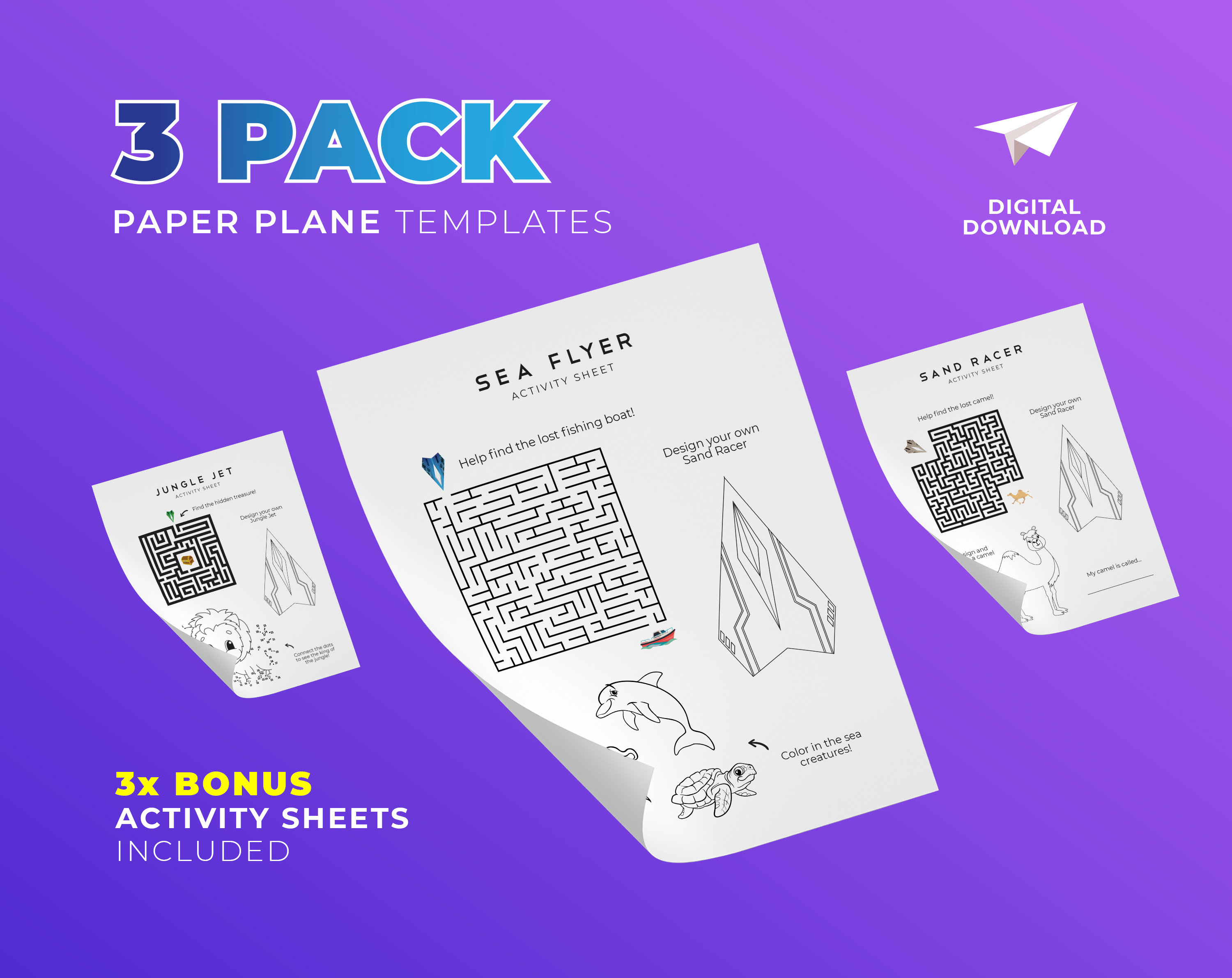 Paper Plane Template | 3 Pack | Instant Download | Printable | Home and ...