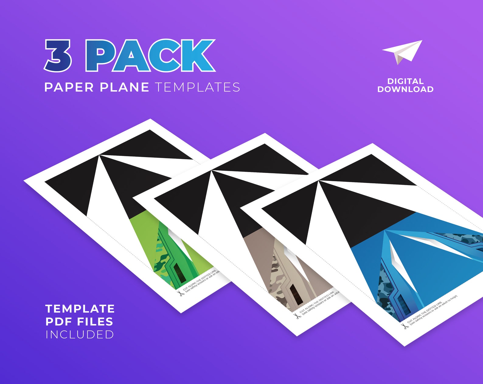 Paper Plane Template | 3 Pack | Instant Download | Printable | Home and ...