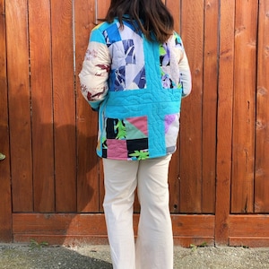 Handmade Vintage Quilt Chore Coat — Multicolored Vibrant Colorful ...