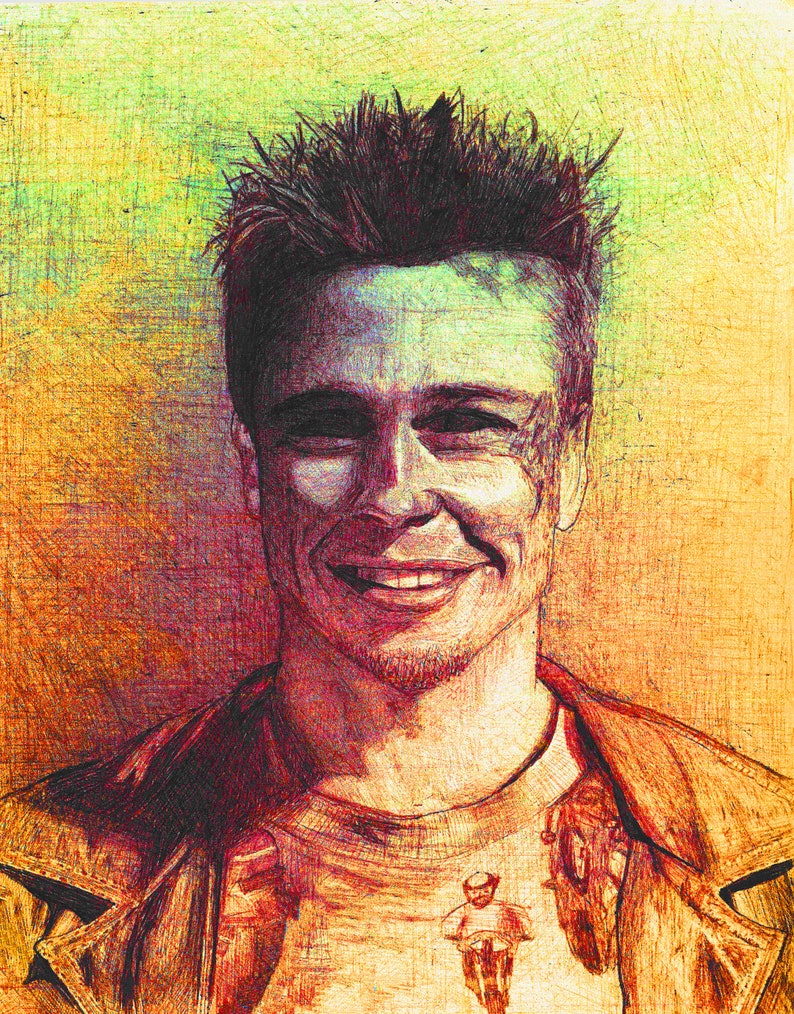 Tyler Durden - Fight Club | Fine Art Print (ink Pen Artwork, Movie ...
